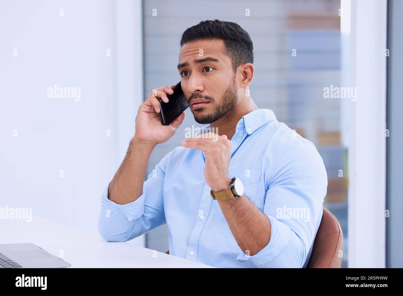 Phone call, planning and businessman talking to a contact, networking ...