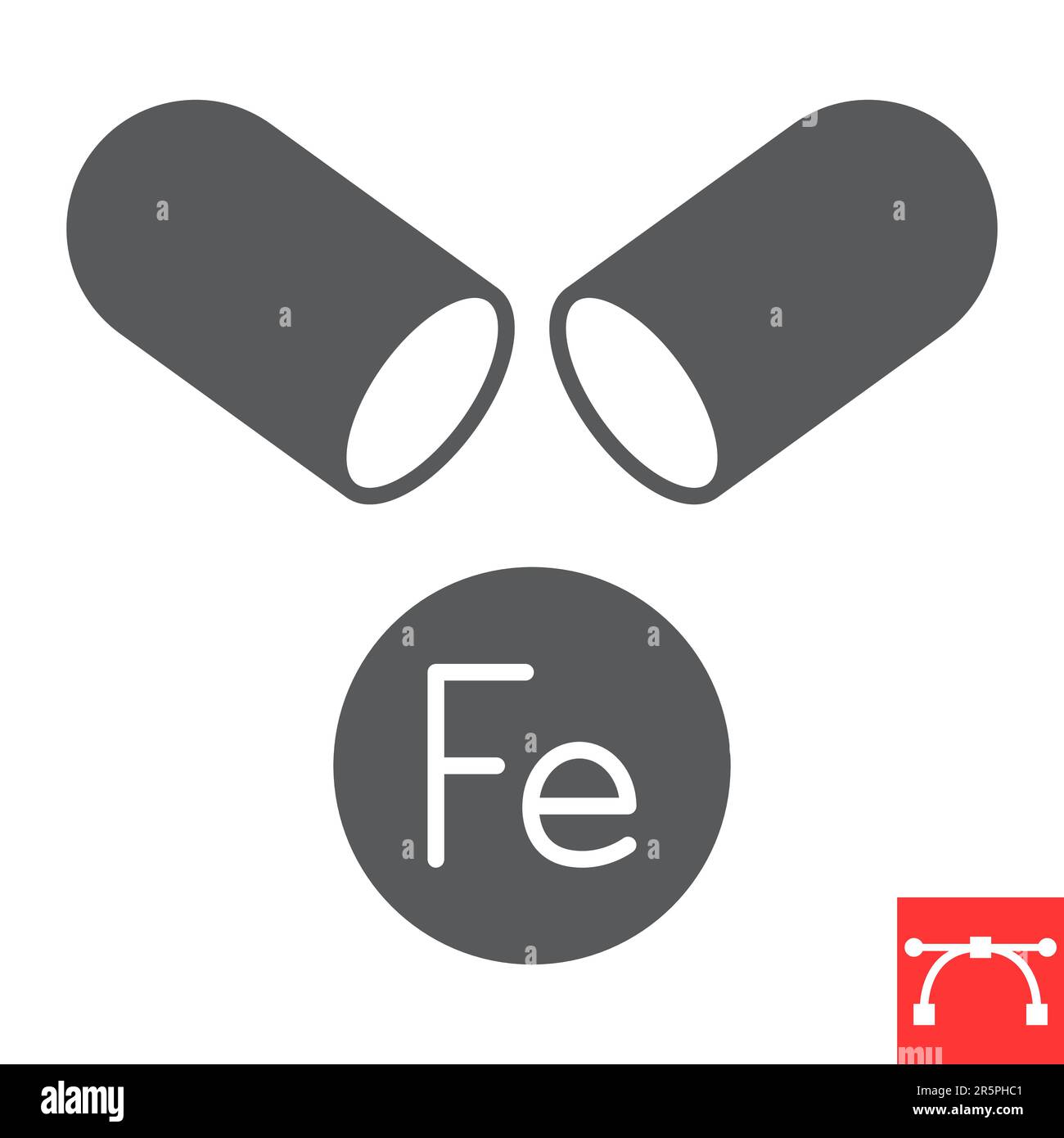 Iron supplement glyph icon, minerals and vitamins, capsule with ferrum ...