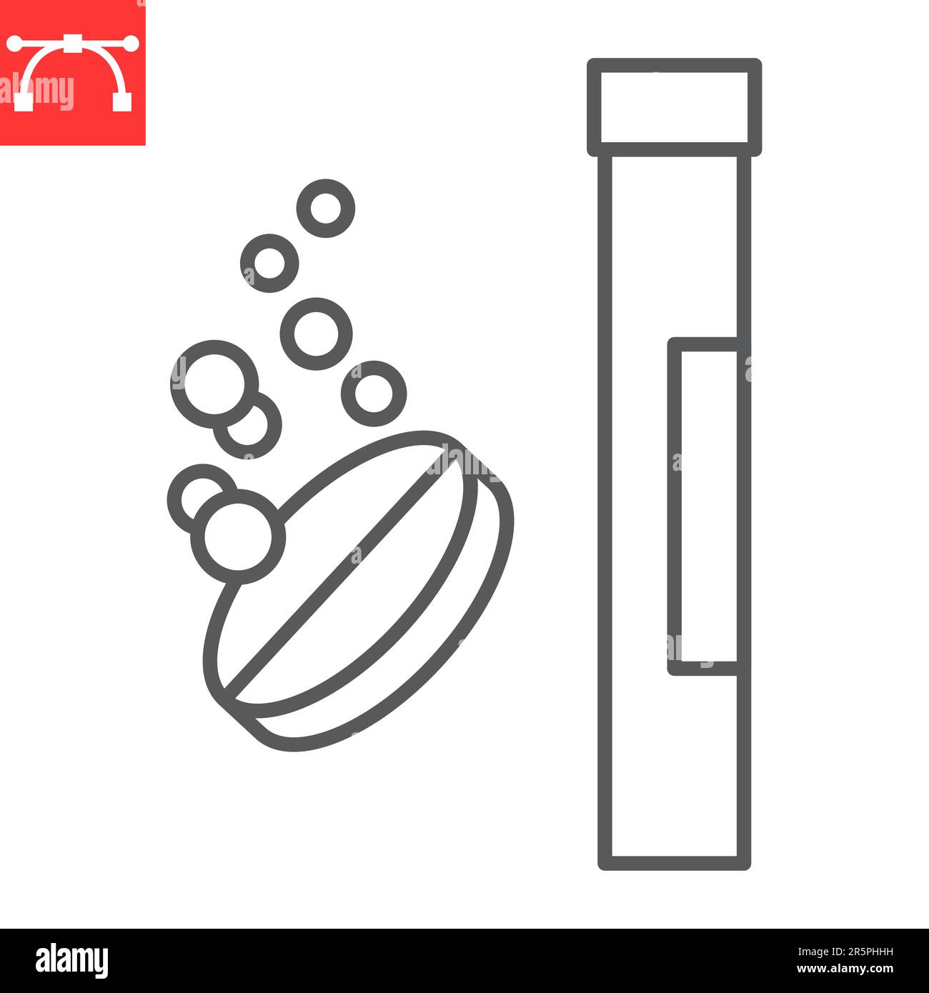 Effervescent vitamin line icon, supplements and health, soluble tablet ...