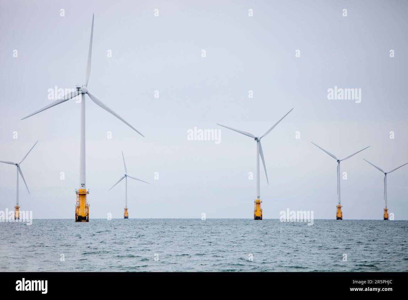 An offshore wind farm off Walney Island, Barrow in Furness, Cumbria, UK ...