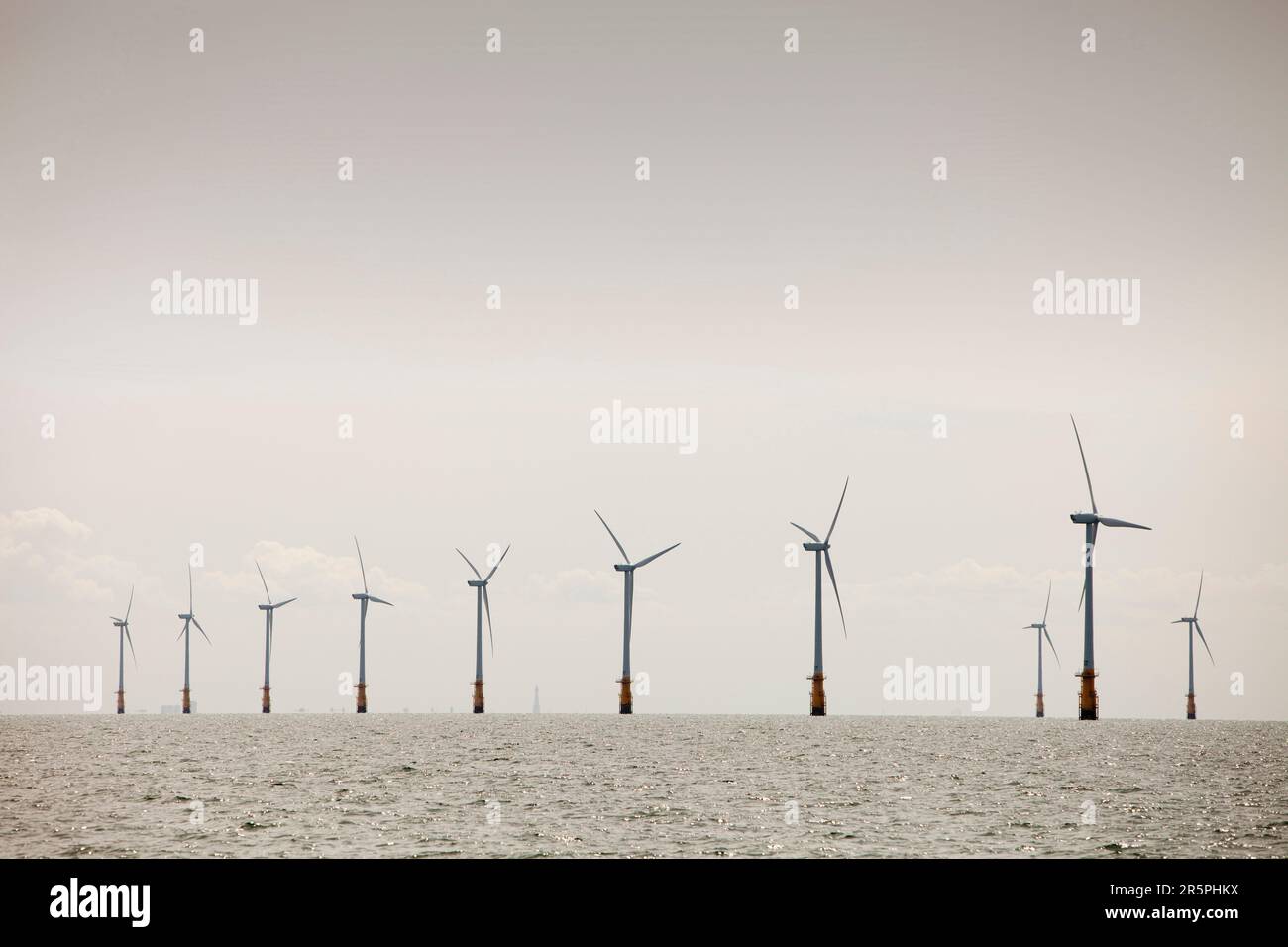 Wind turbines off Walney Island, Barrow in Furness, Cumbria, UK Stock ...