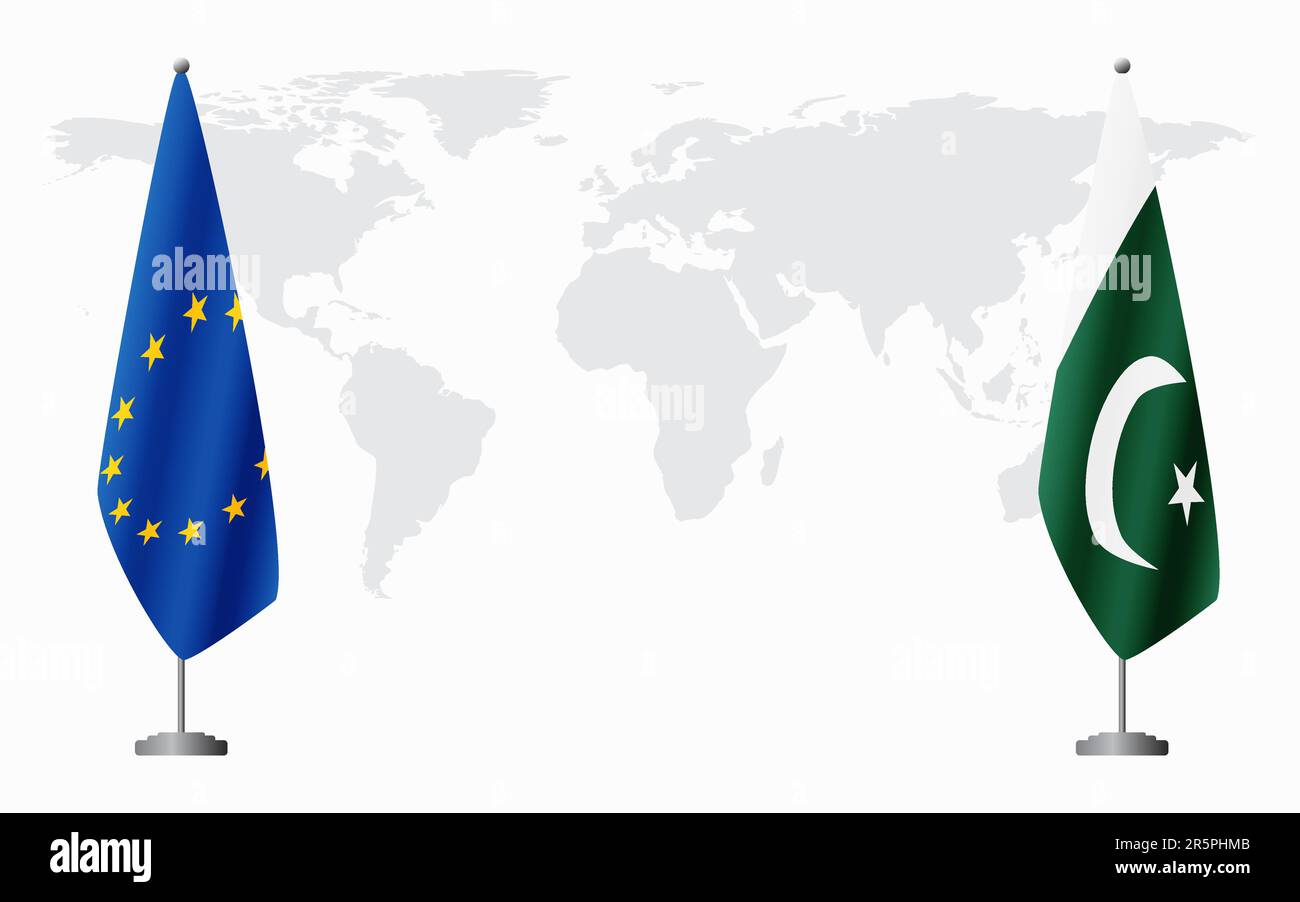 European Union and Pakistan flags for official meeting against ...