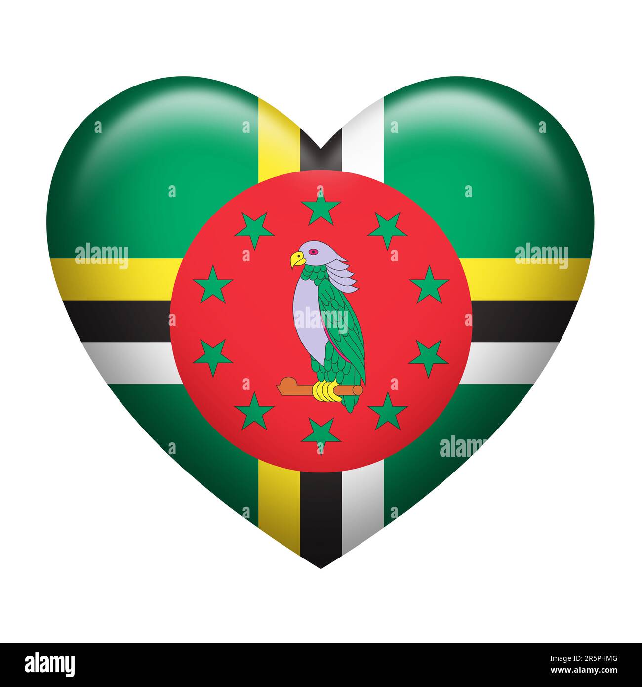 Heart shape of Dominica flag isolated on white Stock Photo - Alamy