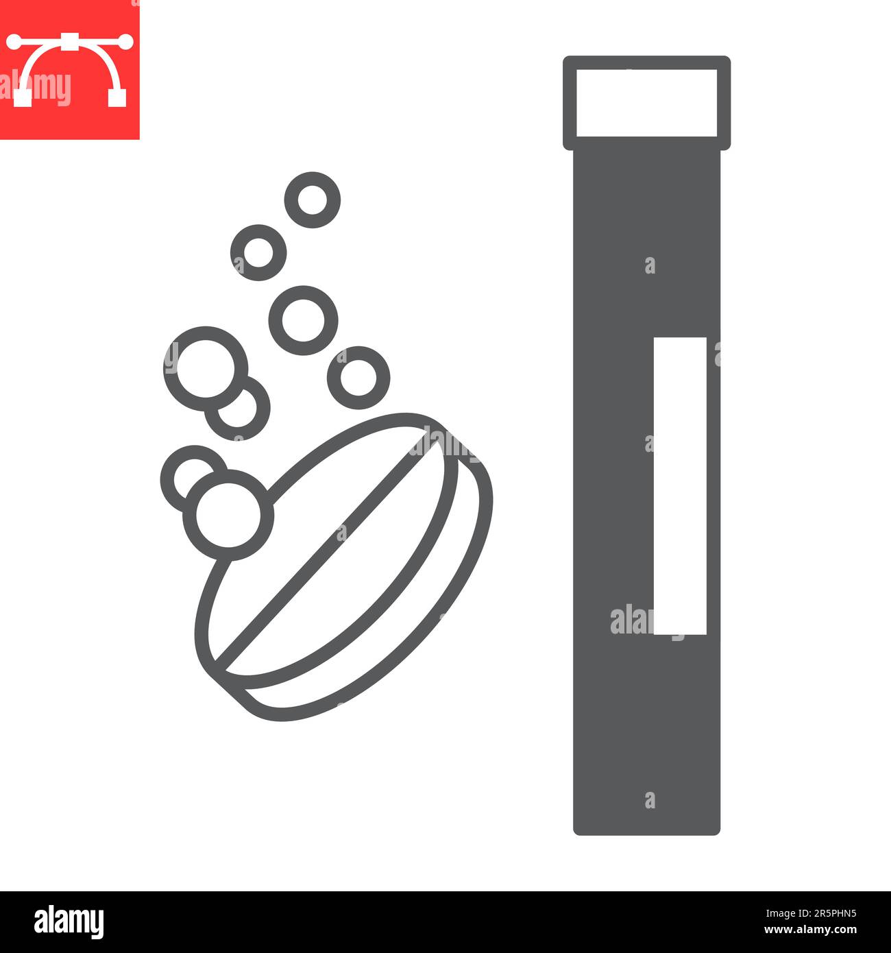 Effervescent vitamin glyph icon, supplements and health, soluble tablet ...