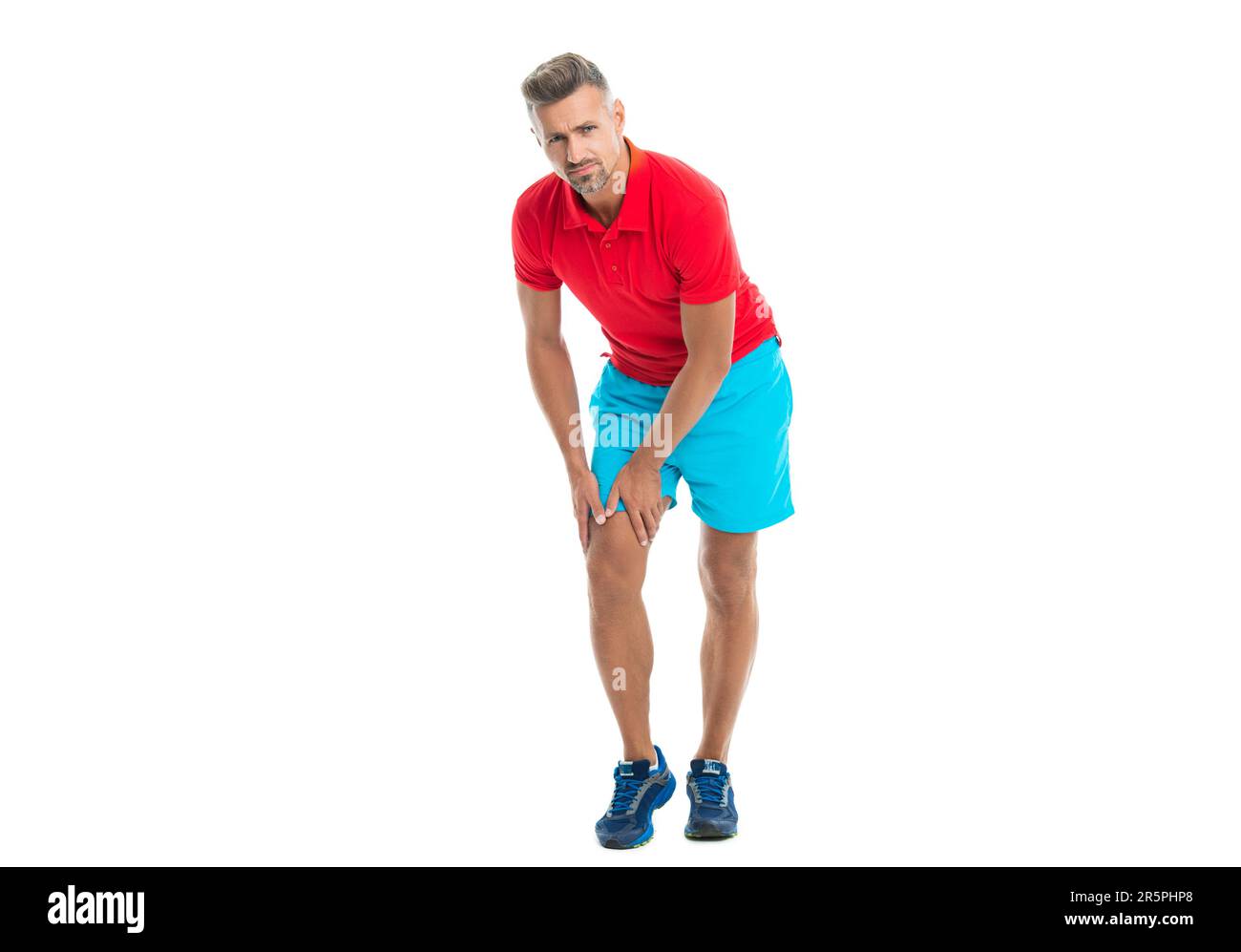 man runner after muscle injury during sport race. soccer player man ...