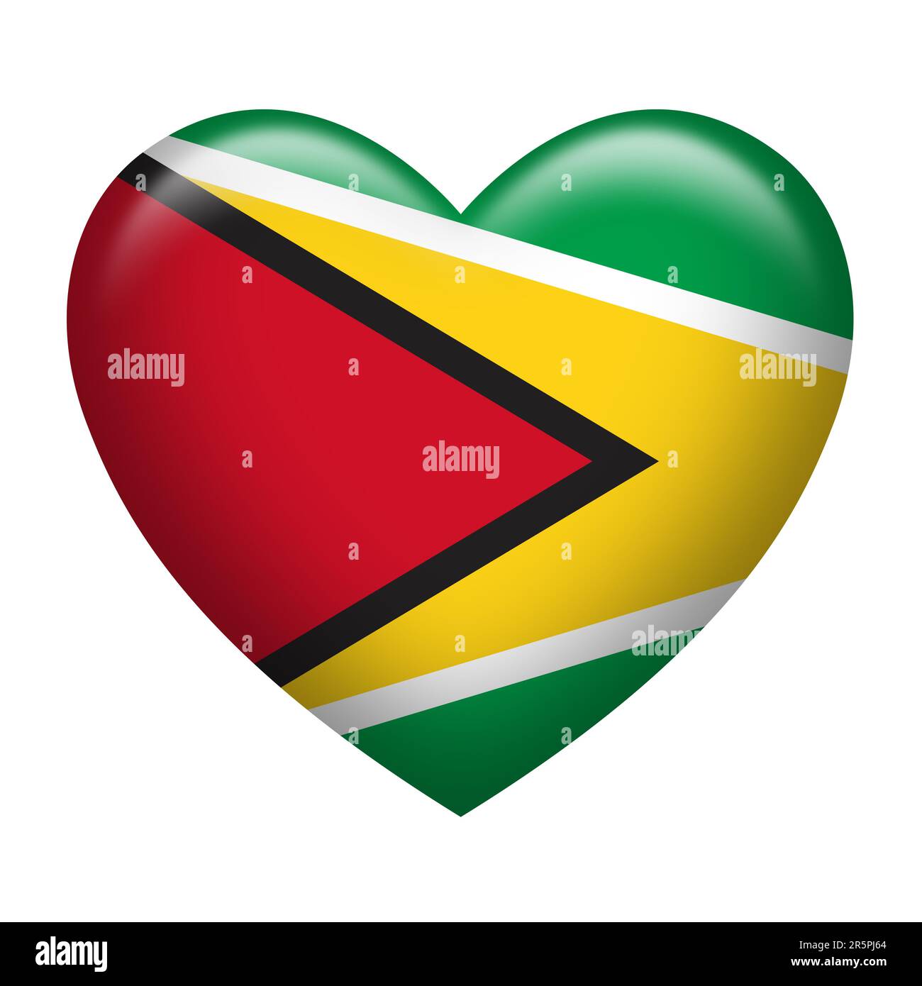 Heart shape of Guyana flag isolated on white Stock Photo - Alamy