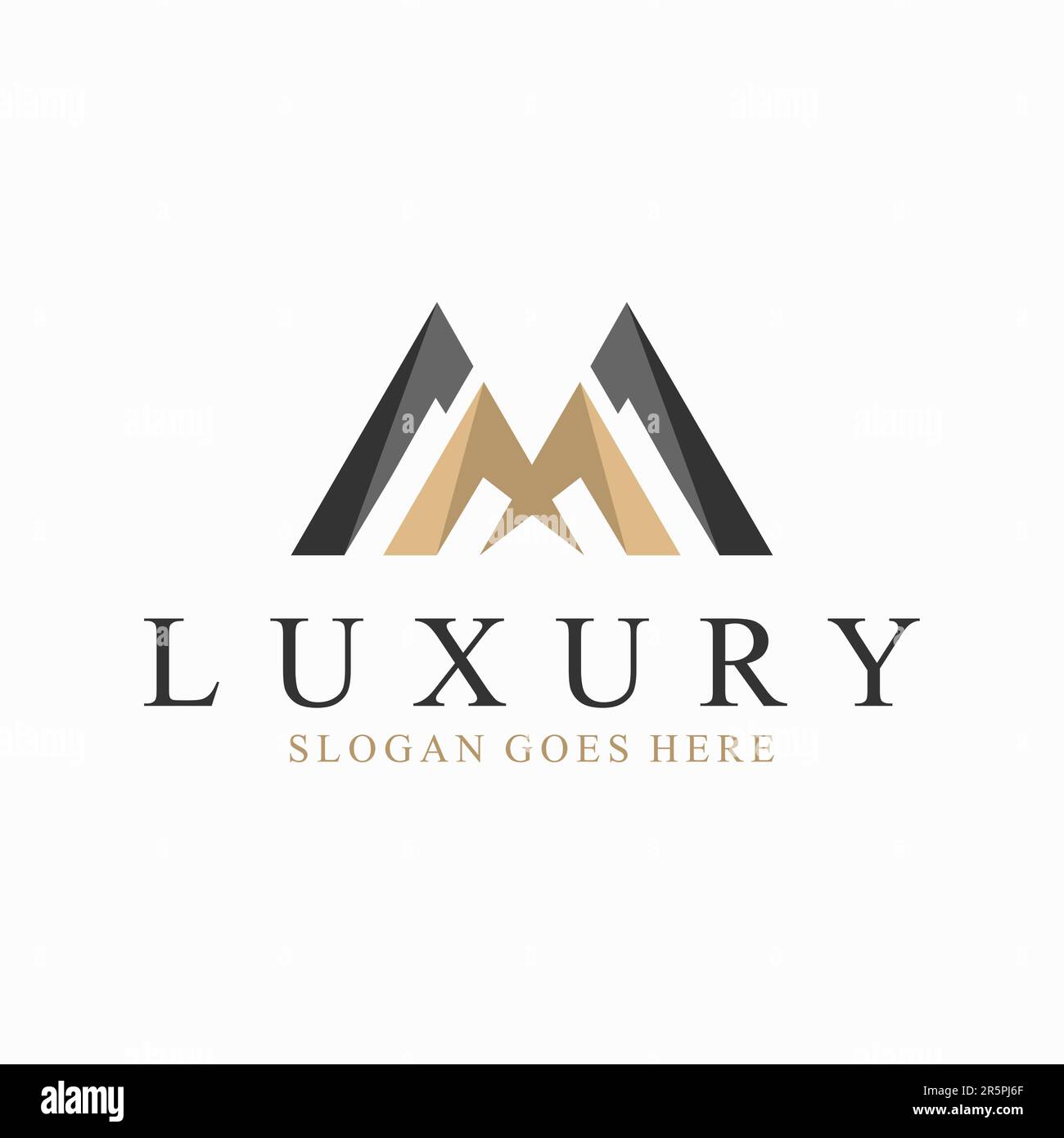 Black and Gold Initial Letter M Real Estate Logo Image on White ...