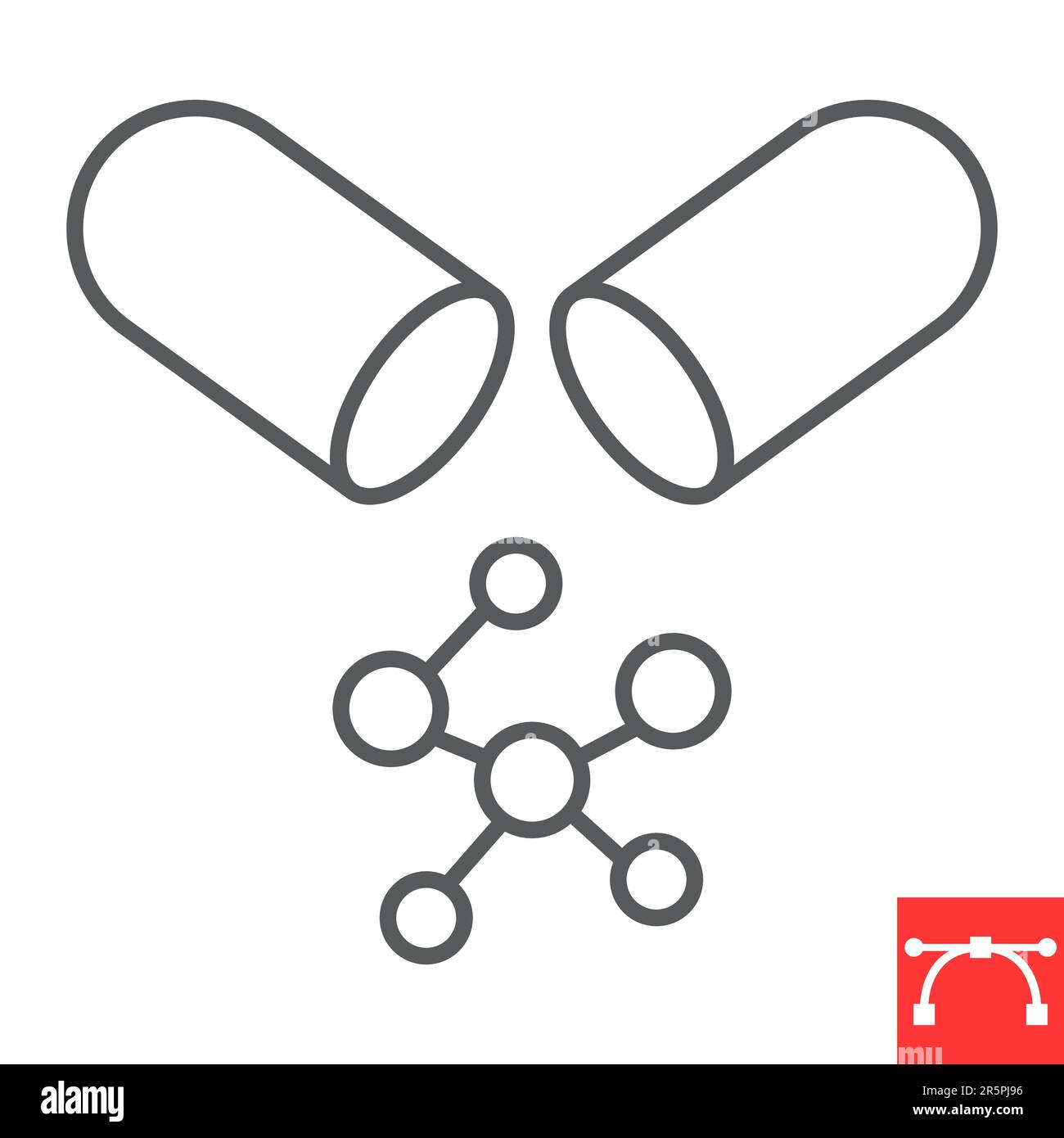 Amino acids line icon, supplements and vitamins, capsule with bcaa ...