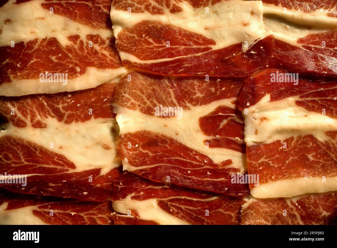Cured loin slices made from Spanish Iberian pigs Stock Photo - Alamy
