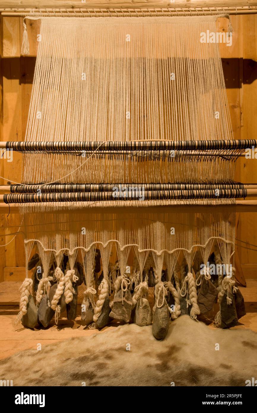 Wool loom in a reconstructed Norse farmhouse in Qassiarsuk, Greenland ...