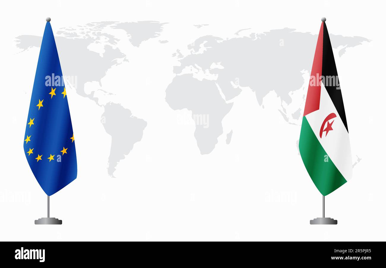 European Union and Sahrawi Arab Democratic Republic flags for official ...