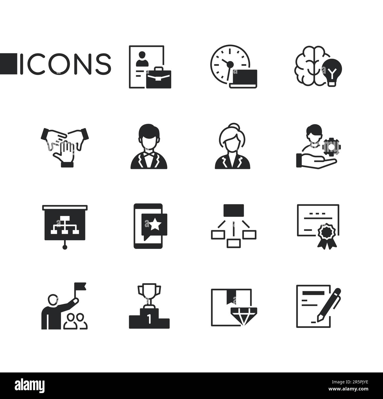 Business and professionalism - set of line design style icons Stock ...