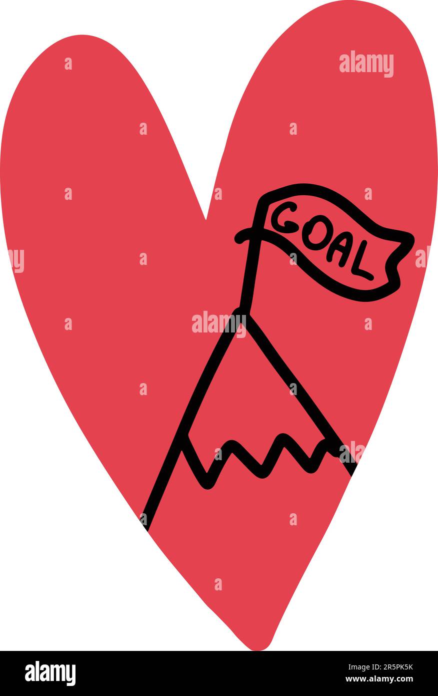 Heart symbol with inside mountain and flag. Conception achieve your ...