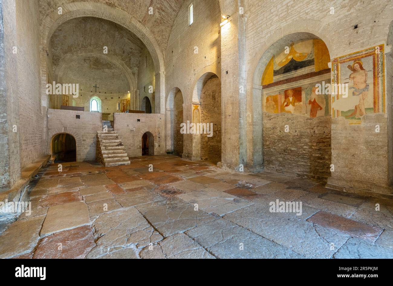 Interior of the ancient abbey of San Vincenzo al Furlo (Italy Stock ...