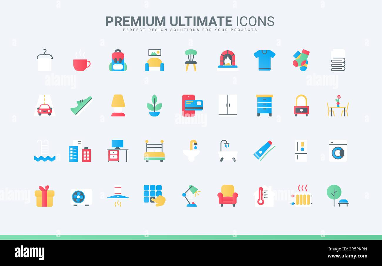 House interior design, apartment furnishing symbols for living room ...