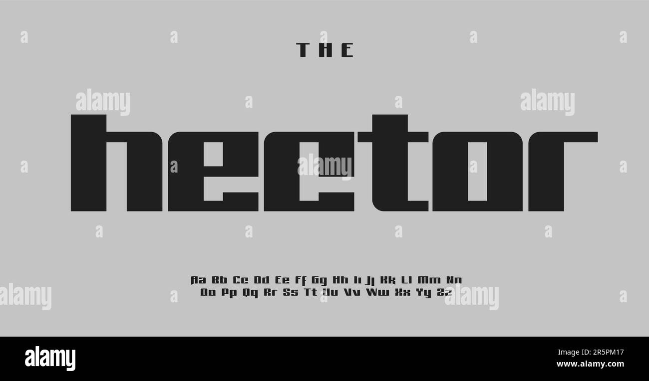 Techno alphabet, industrial robust sans serif letters, wide geometric ...