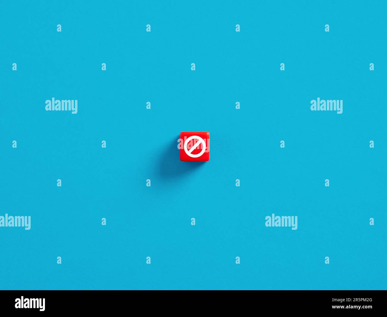 Restriction, prohibition, ban, stop, no warning concepts. Red cube with ...