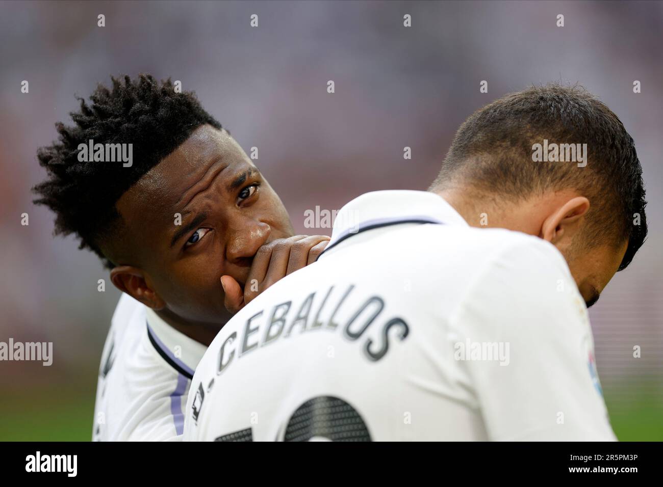 Madrid, Spain. 04th June, 2023. Vinicius Junior and Dani Ceballos of ...