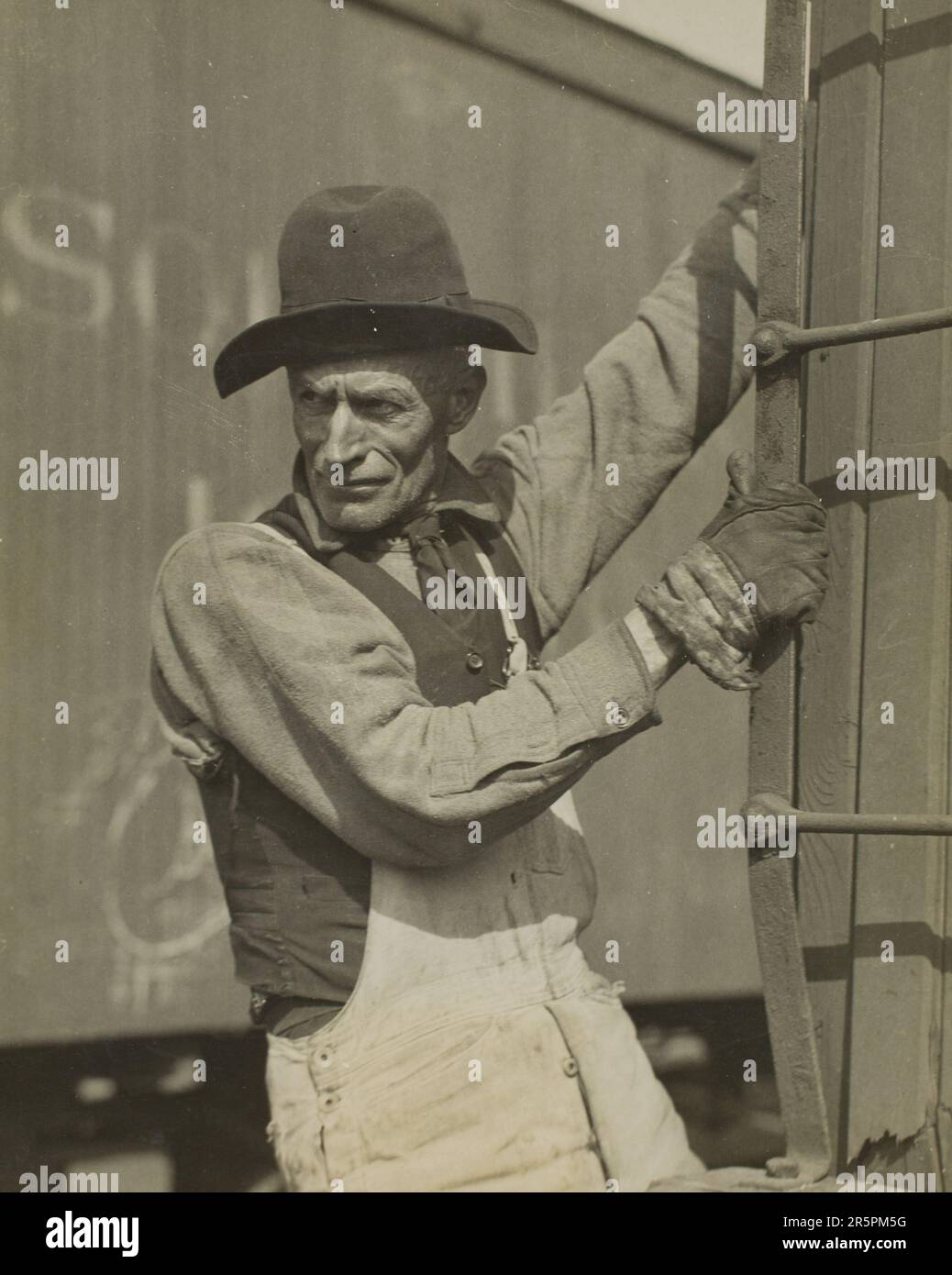 Old Fashioned Brakeman on Freight Train Date: 1930/31 Artist: Lewis ...