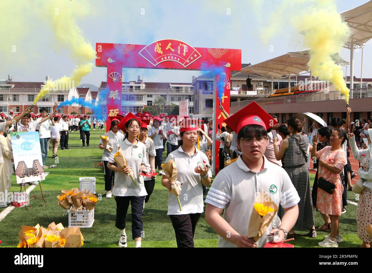 A graduation ceremony for senior high school students is held in ...