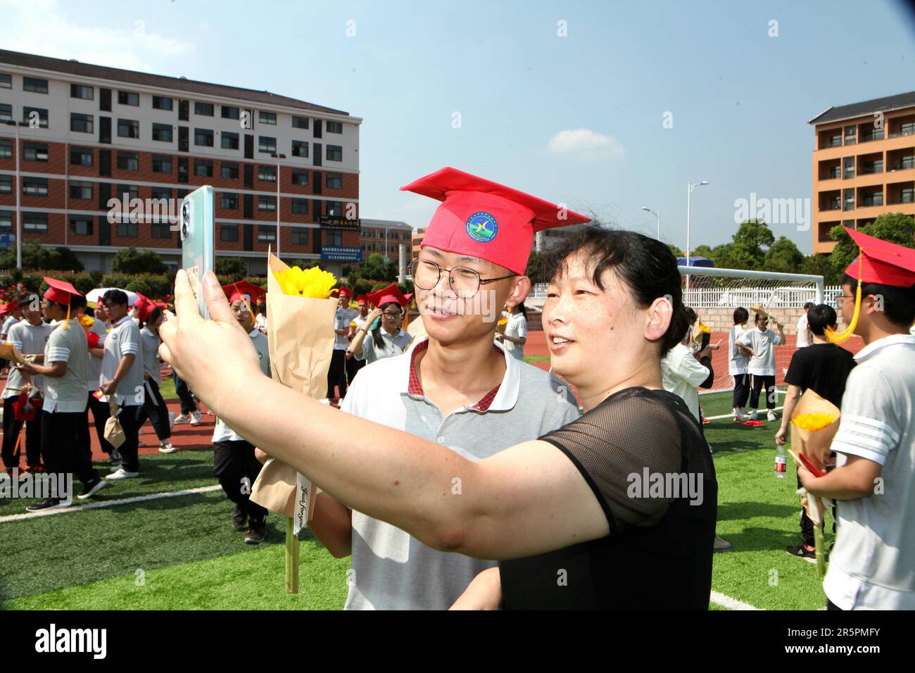 A graduation ceremony for senior high school students is held in ...