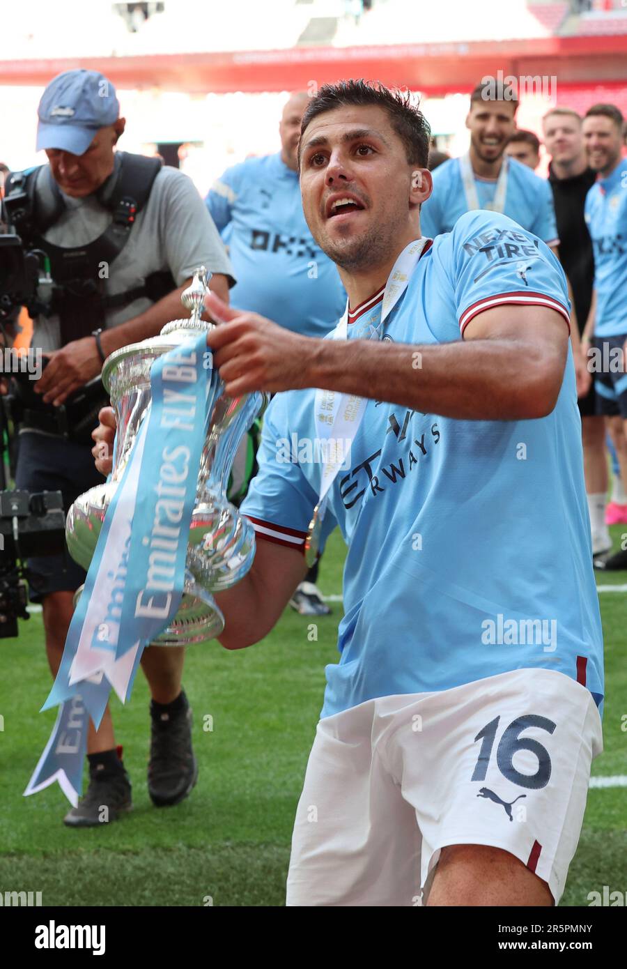 Manchester City's Rodrigo with FA Cup Trophy during The Emirates FA Cup ...