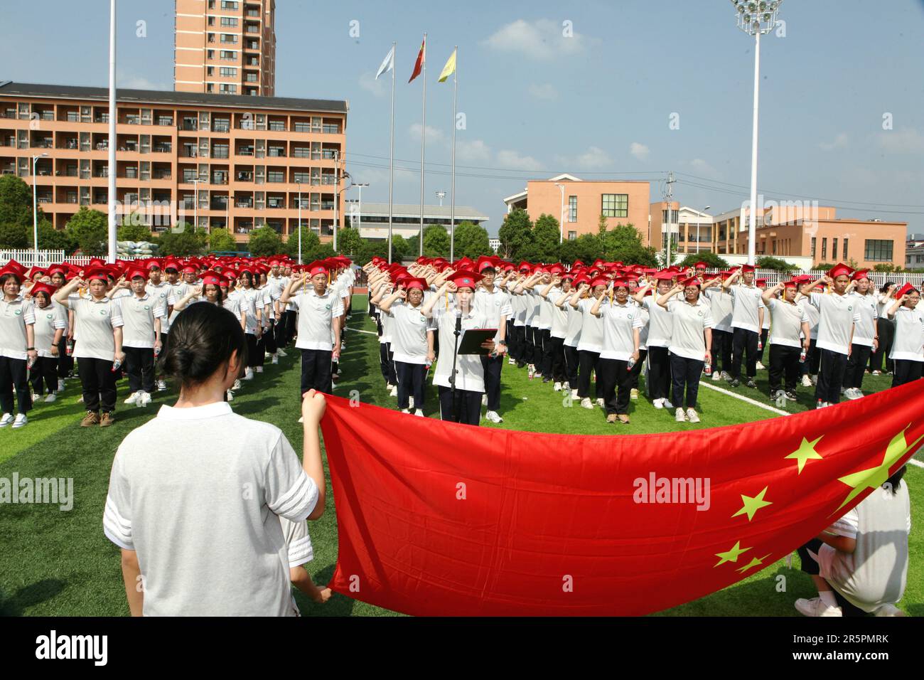 A graduation ceremony for senior high school students is held in ...
