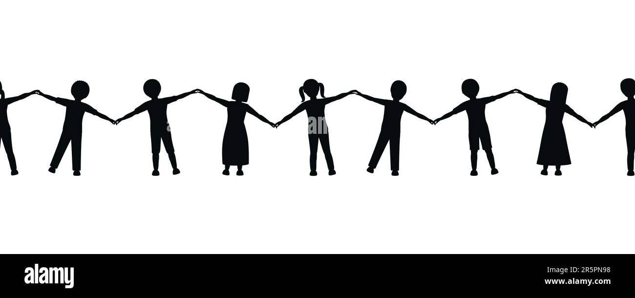 happy children holding hands freedom concept seamless banner Stock ...