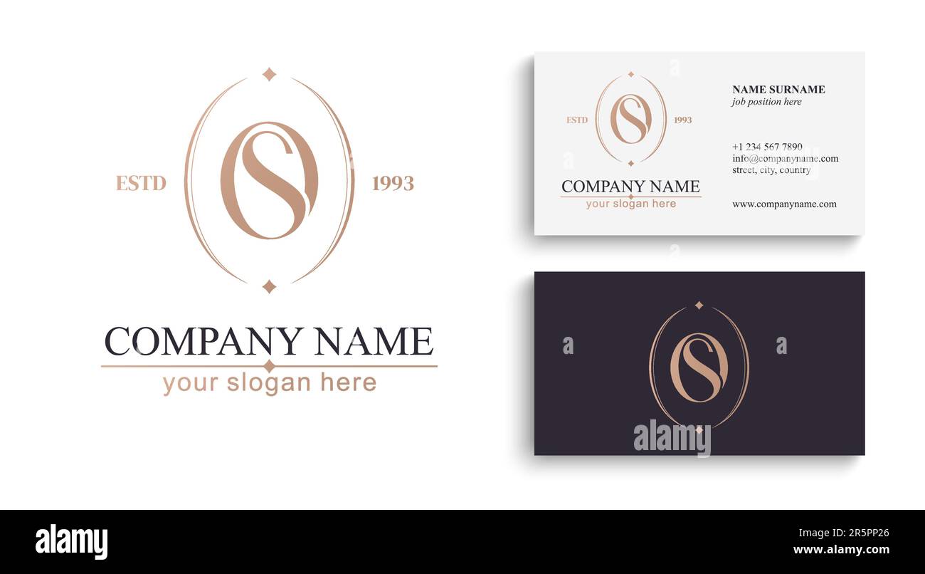 OS logo or SO monogram. OS letter logo template elements. personal ...
