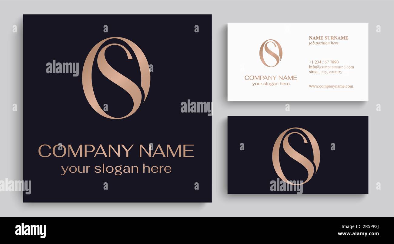OS logo or SO monogram. OS letter logo template elements. personal ...