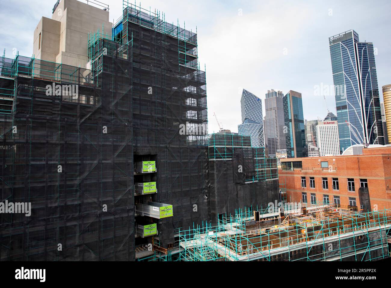 Scaffolding around the development of the Sirius building in Sydney ...