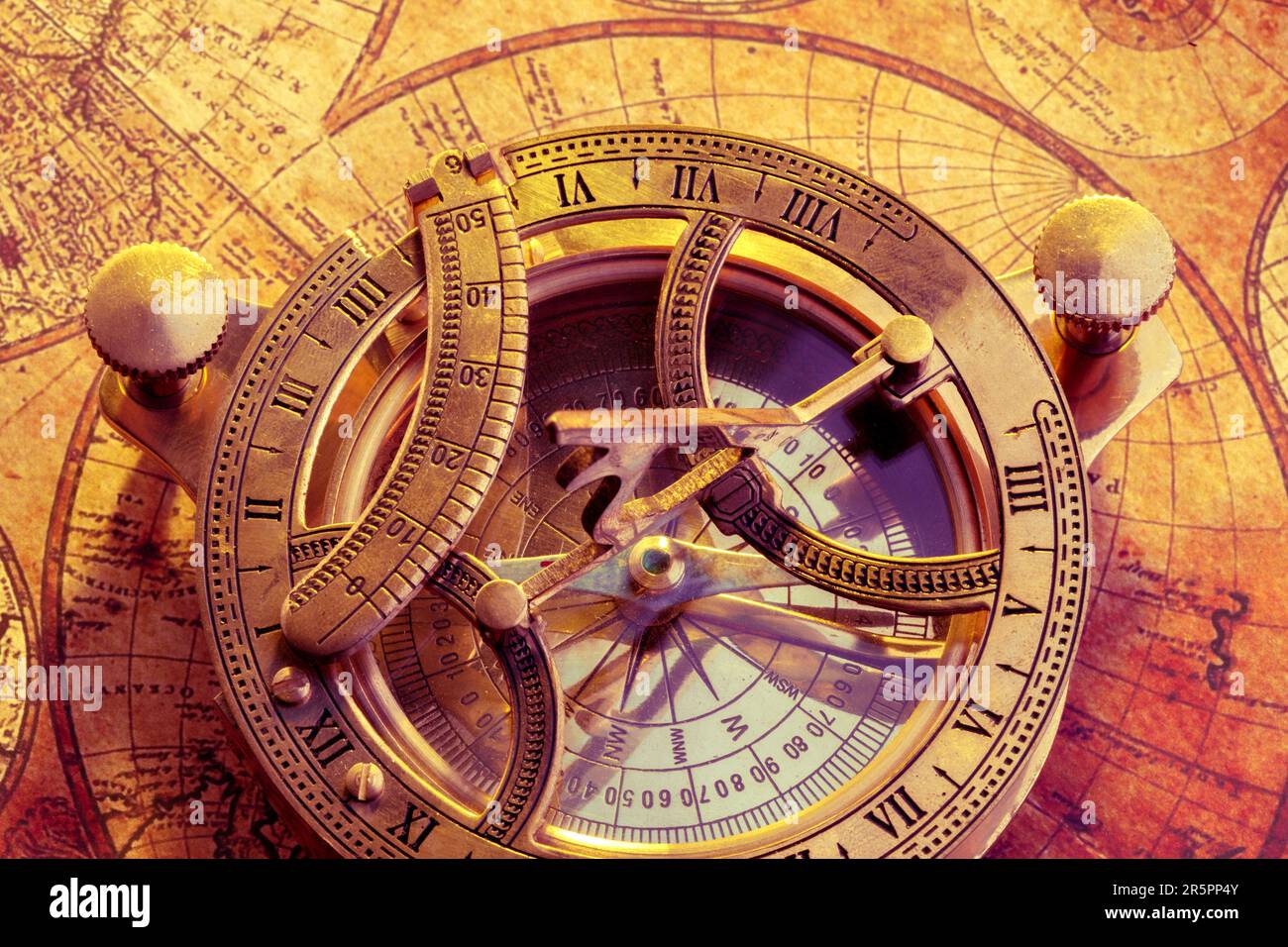 Old compass over ancient map Stock Photo - Alamy