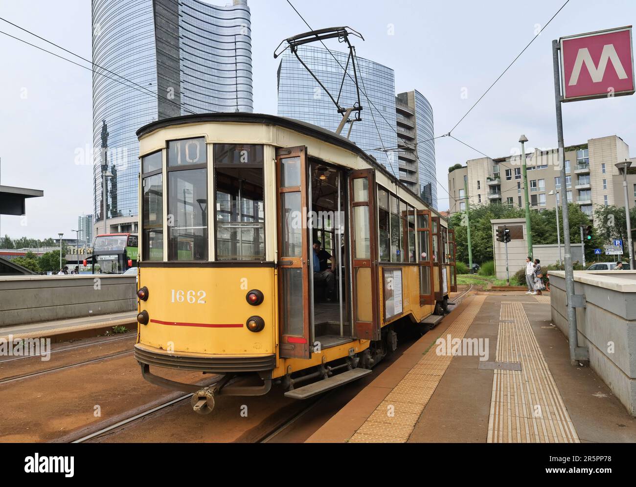 Historic tram in Milan. Milan transportation system carries 2 million ...