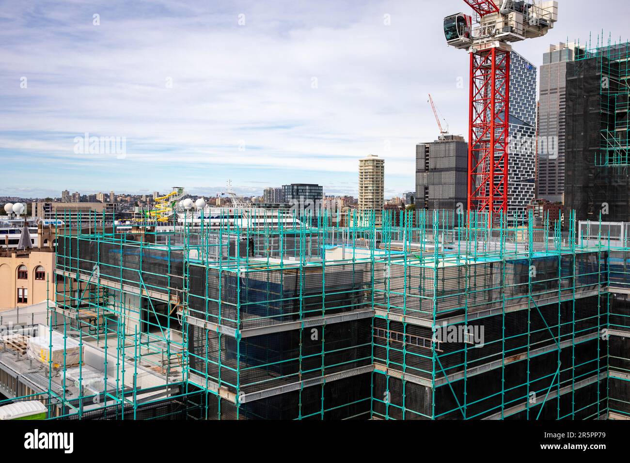 Sirius building Sydney, being redeveloped with scaffolding around the ...