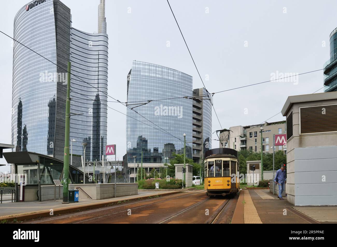Historic tram in Milan. Milan transportation system carries 2 million ...