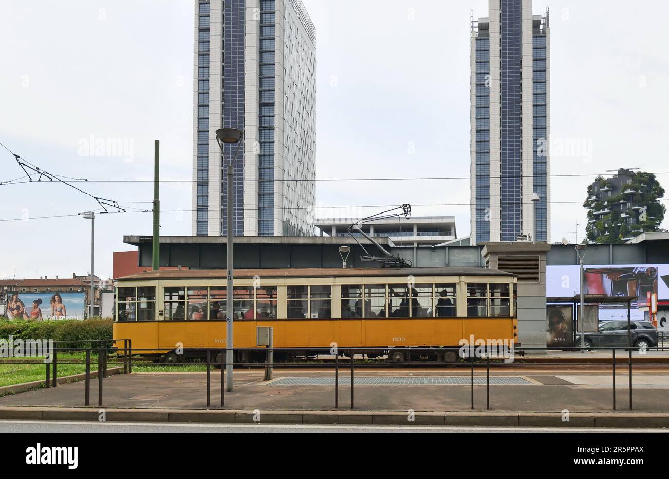 Historic tram in Milan. Milan transportation system carries 2 million ...