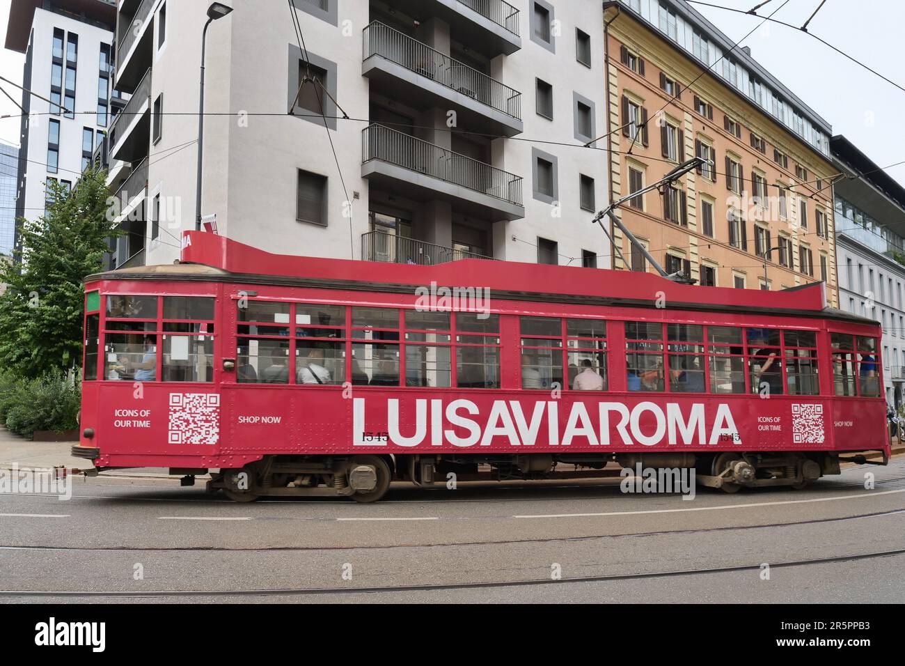 Historic tram in Milan. Milan transportation system carries 2 million ...