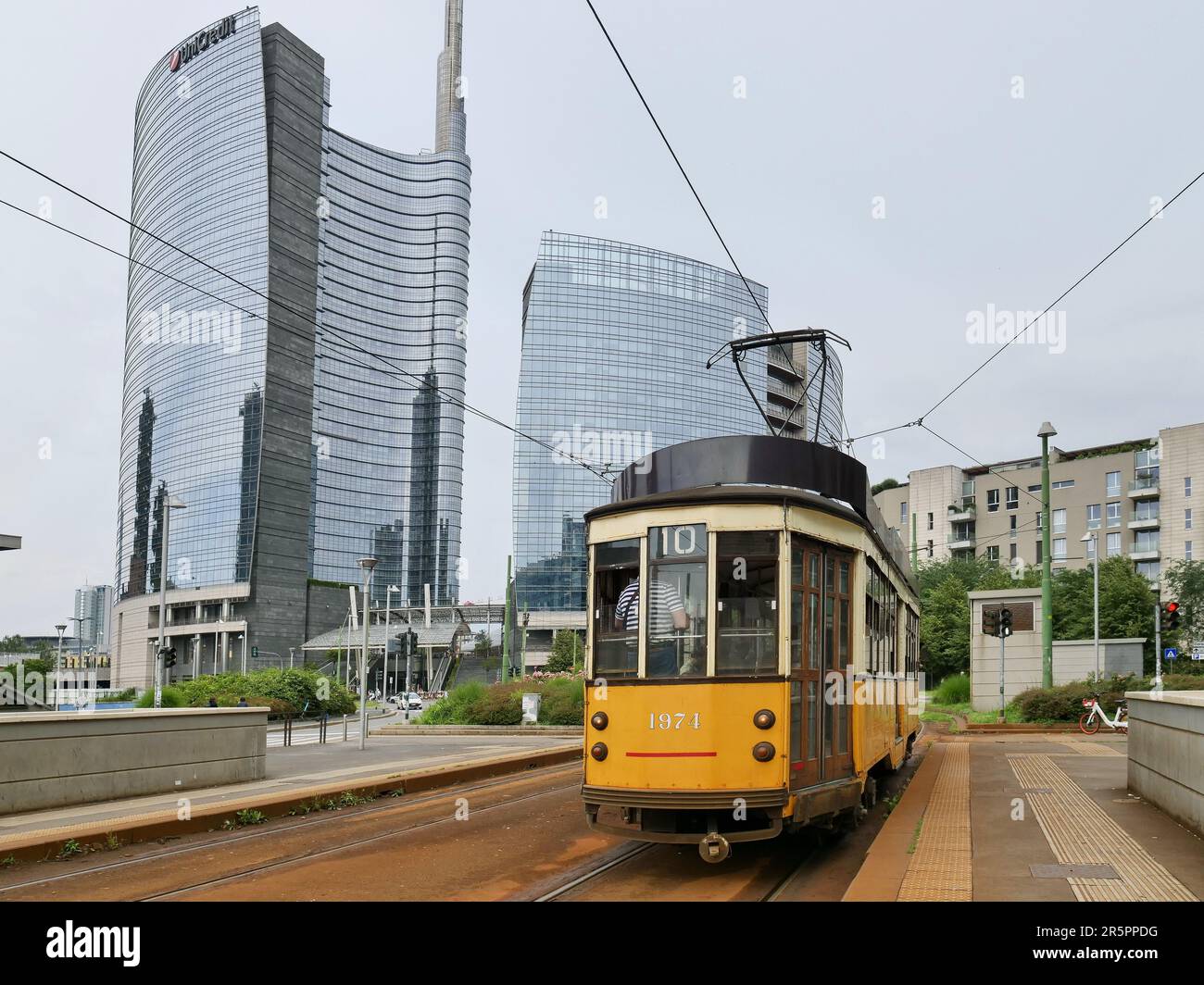 Historic tram in Milan. Milan transportation system carries 2 million ...