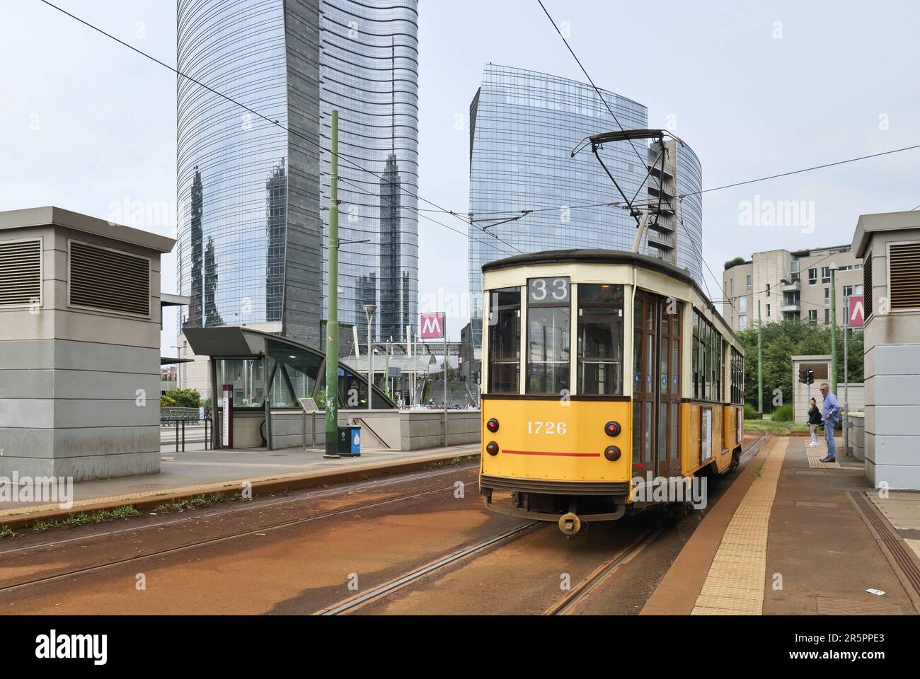 Historic tram in Milan. Milan transportation system carries 2 million ...