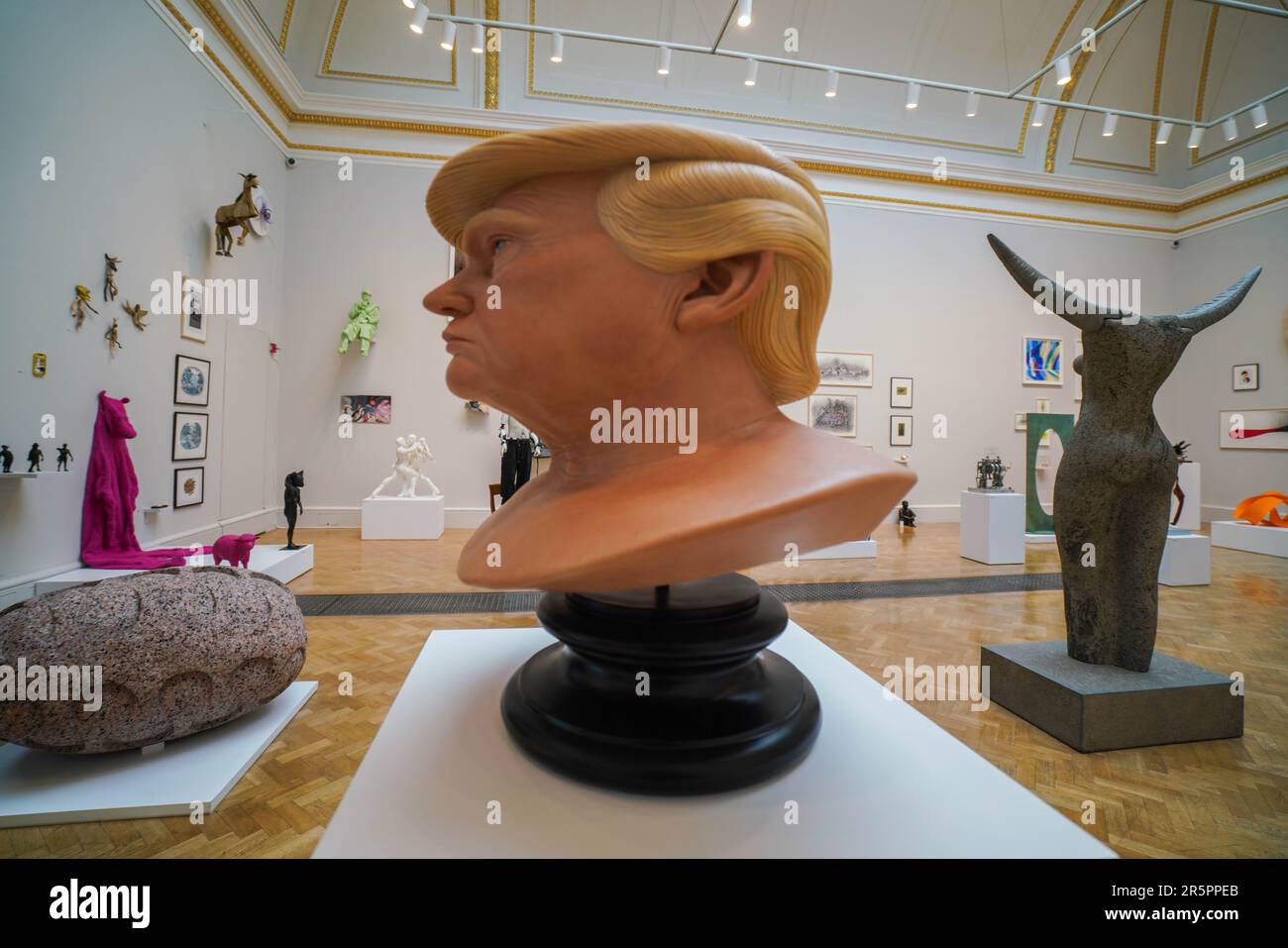 London UK. 5 June 2023 . John Humphries, DONALD TRUMP HELMET HEAD ...