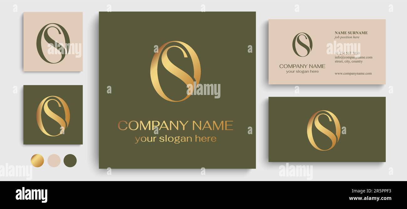 OS logo or SO monogram. OS letter logo template elements. personal ...