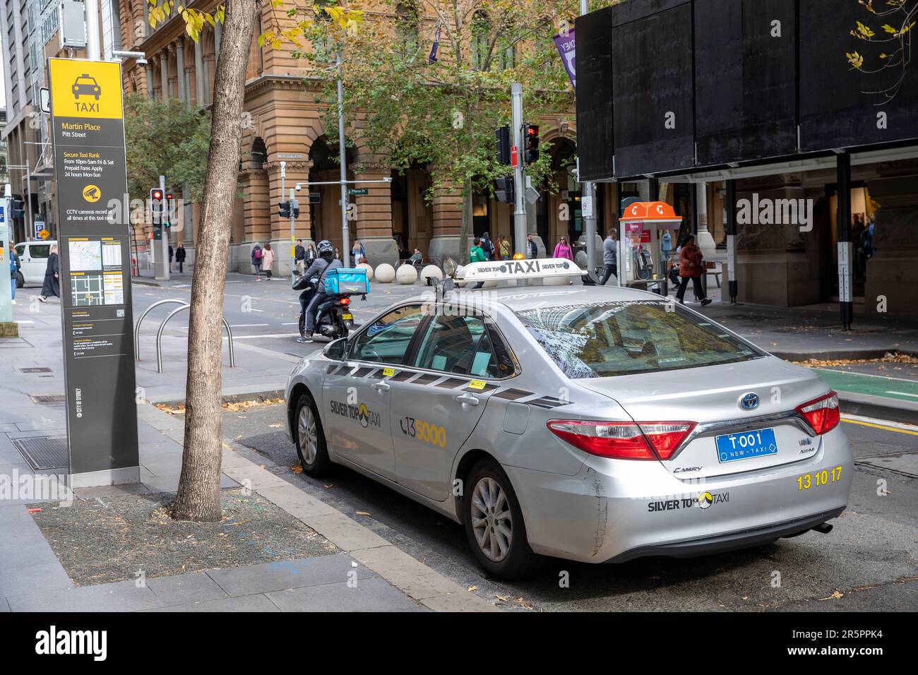 Australian Toyota taxi parked in a taxi rank stand in Sydney city ...