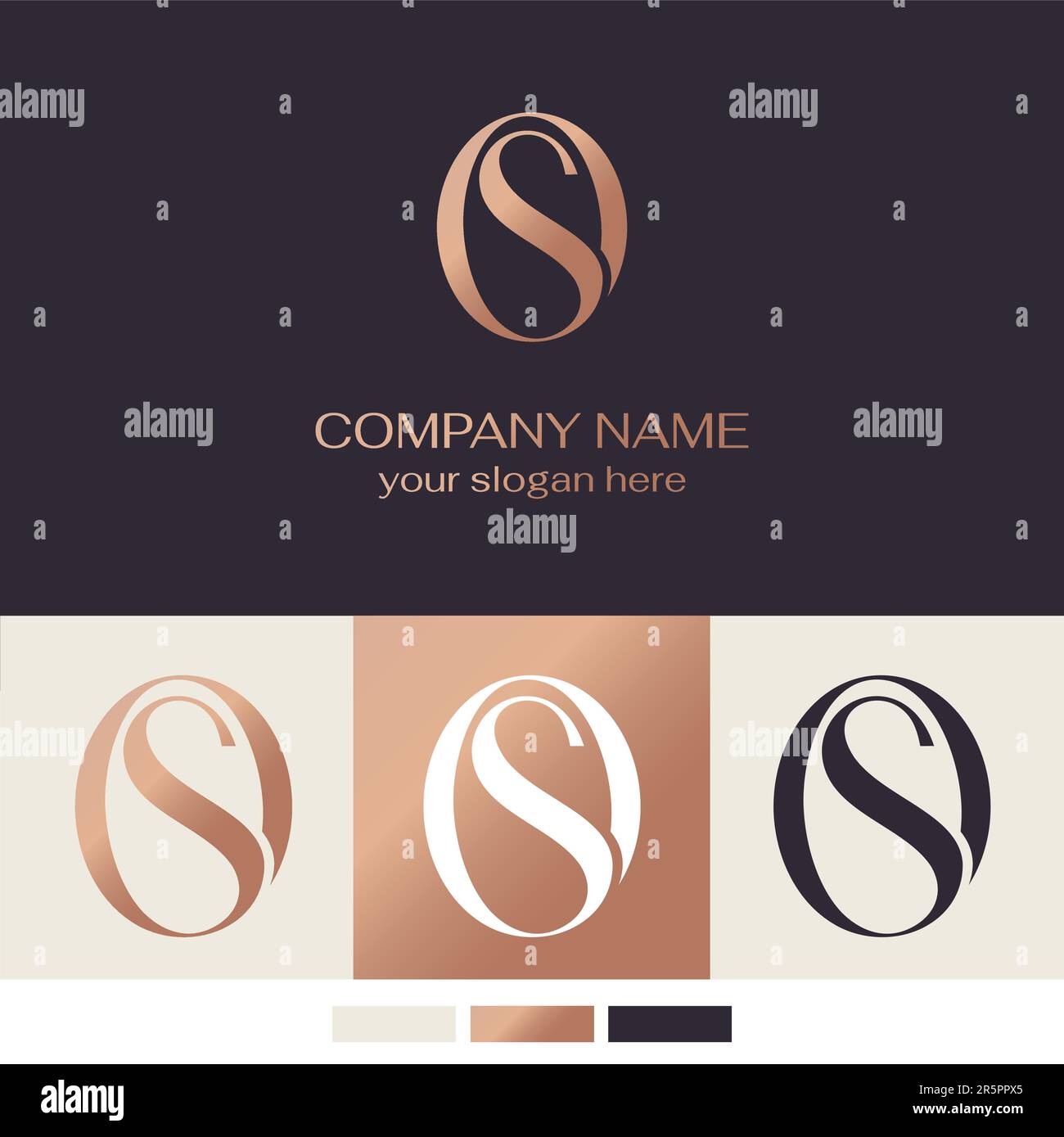 OS logo or SO monogram. OS letter logo template elements. personal ...