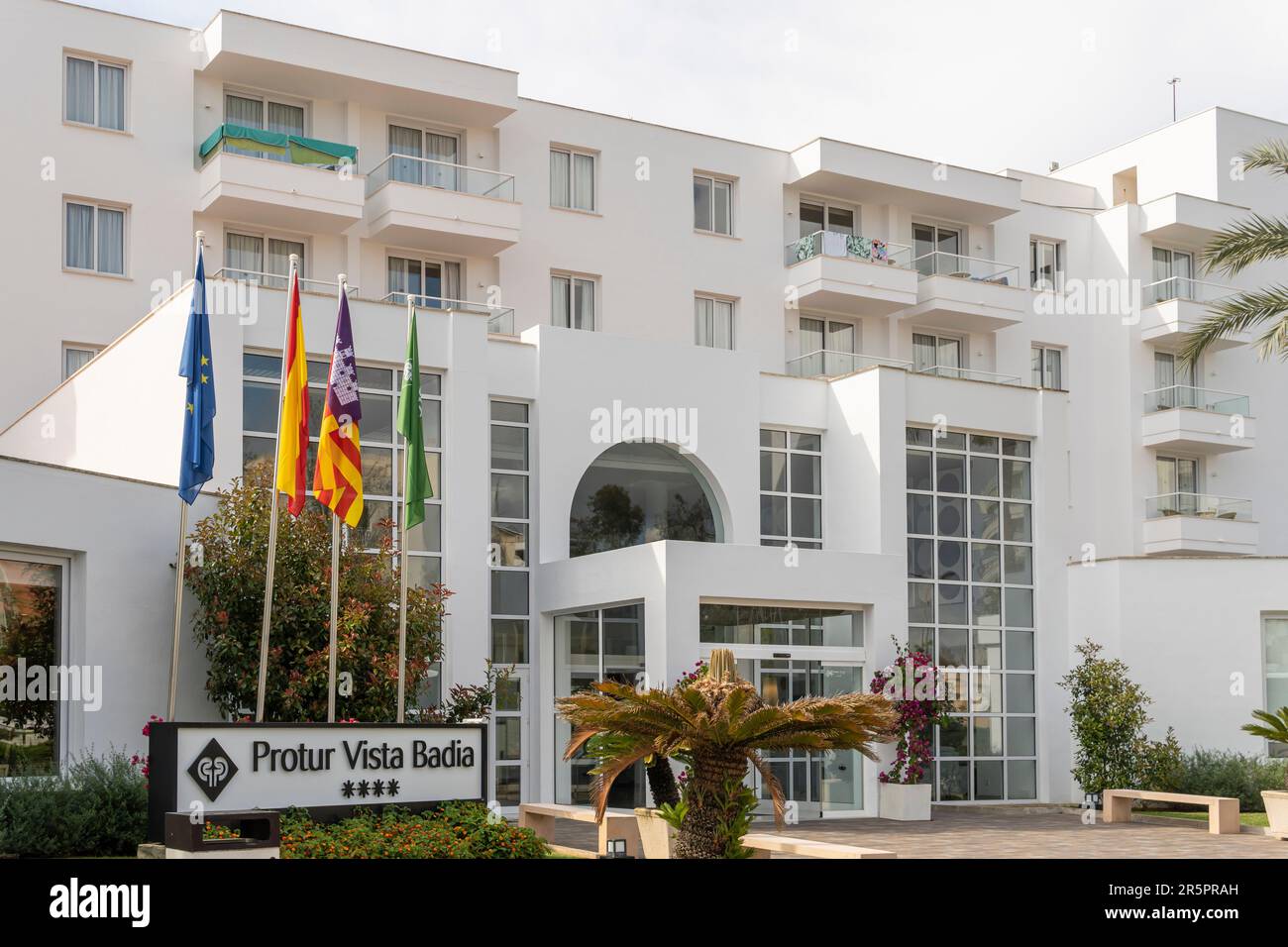 Sa Coma, Spain; june 03 2023: Main facade of the hotel Protur Vista ...