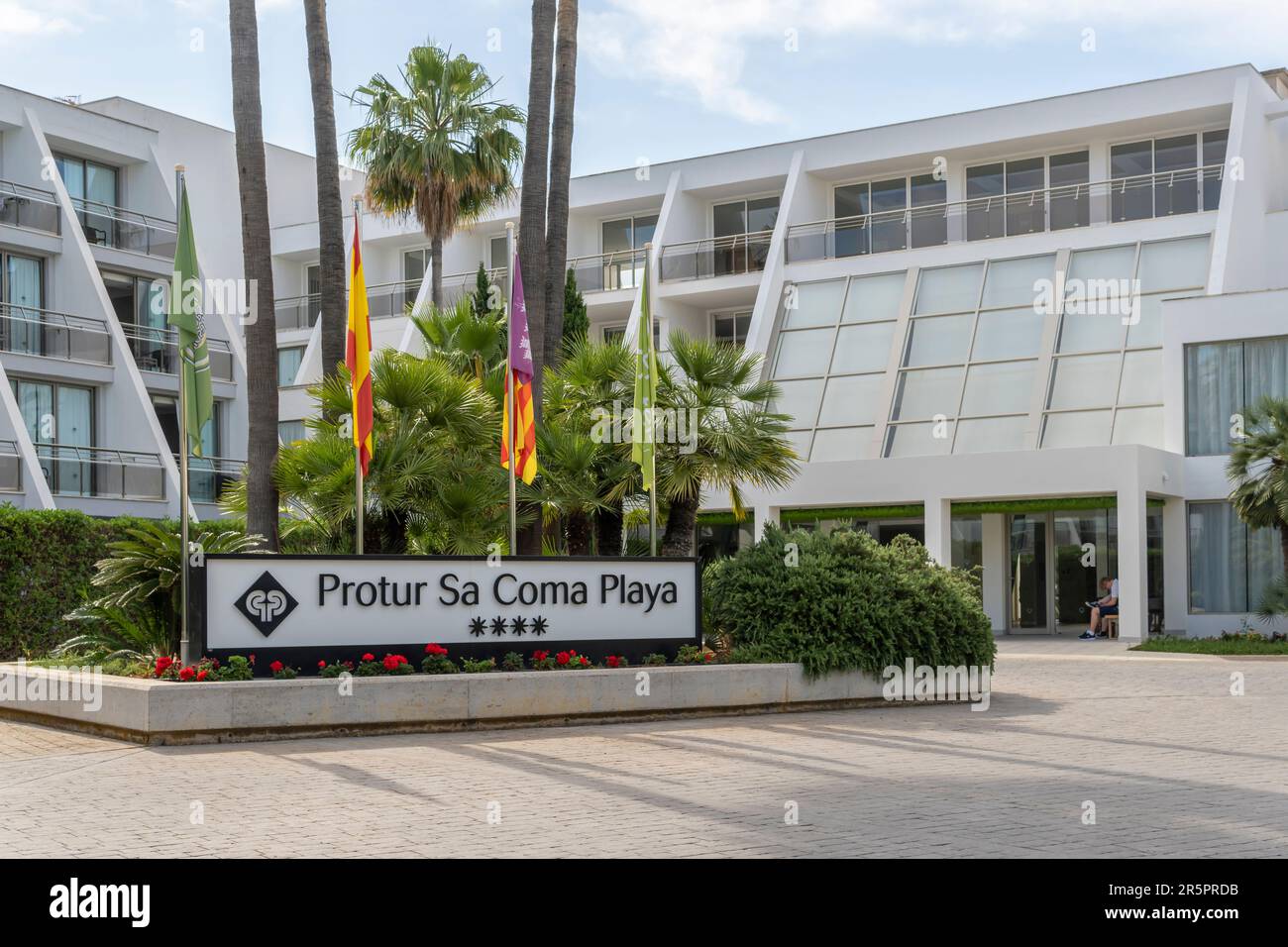 Sa Coma, Spain; june 03 2023: Main facade of the hotel Protur Sa Coma ...