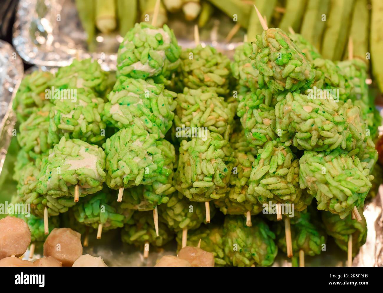 Many snacks and seafood in vietnamese night market in food festival ...