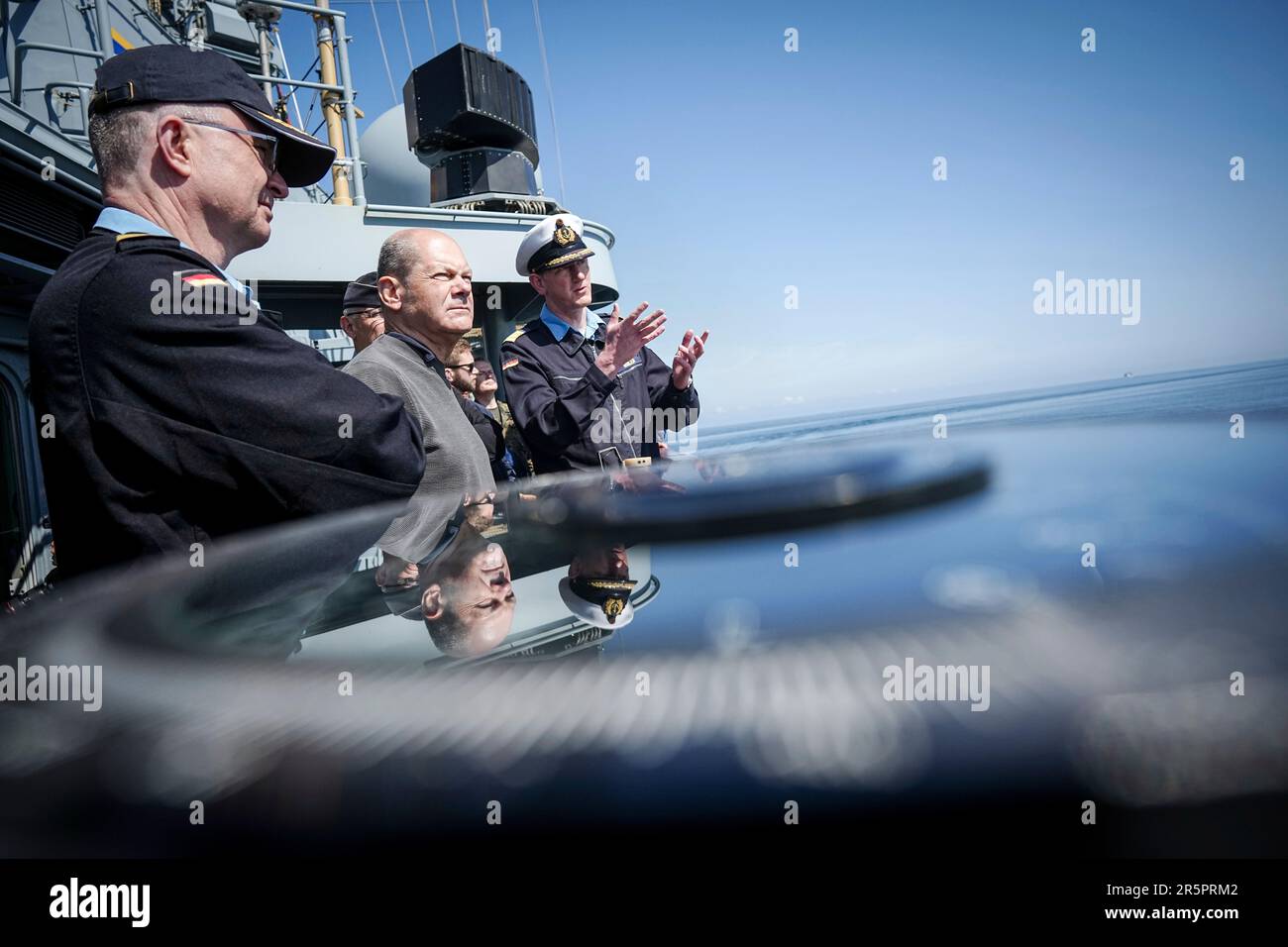 German Chancellor Olaf Scholz observes manoeuvres on the Baltic Sea off ...
