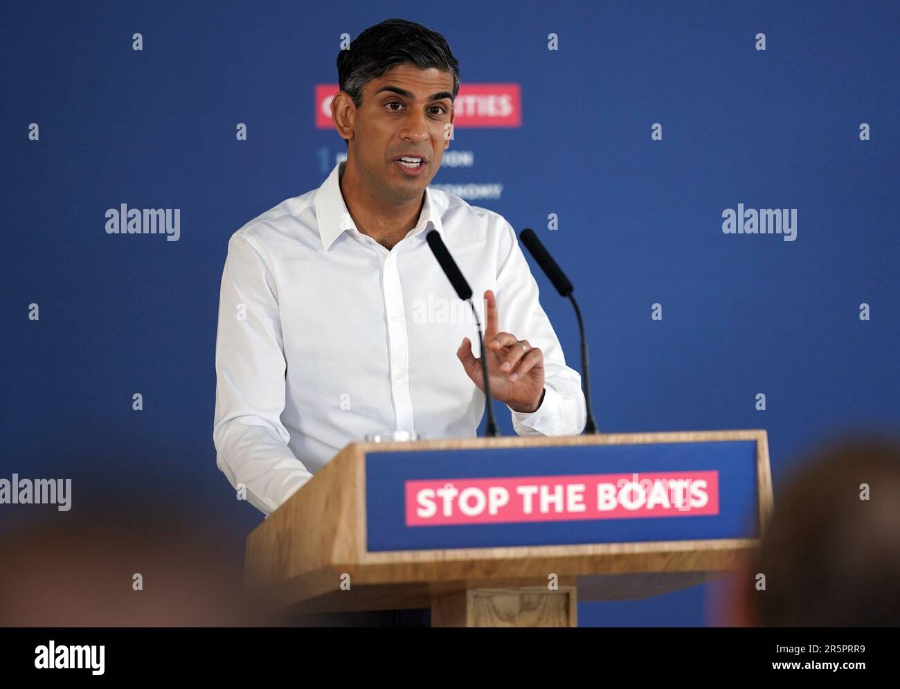 Britain's Prime Minister Rishi Sunak speaking during a press conference ...