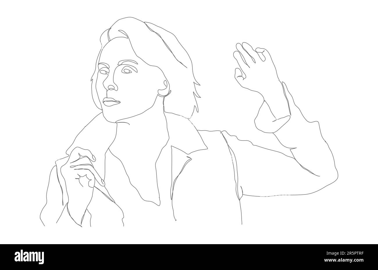 Abstract female portrait in linear style. Illustration for design ...