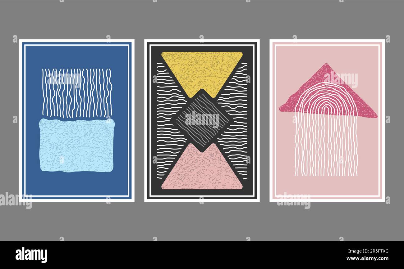 A set of posters or paintings in a minimalist style. The composition of ...